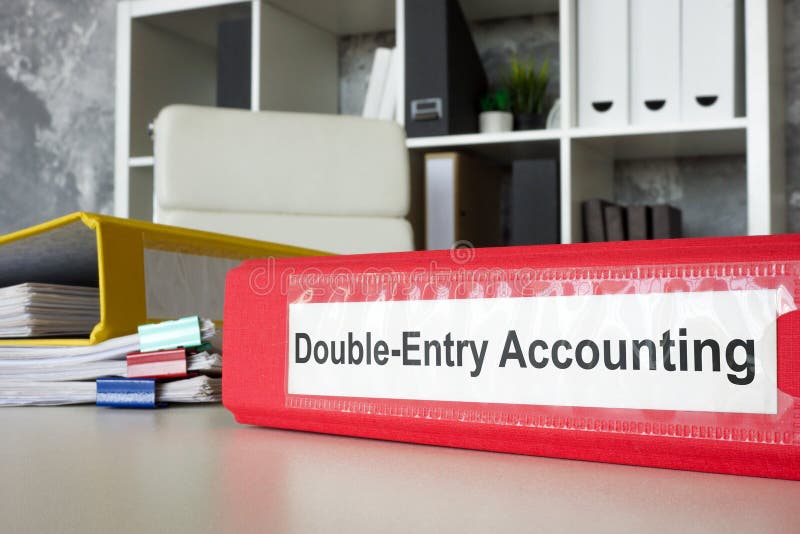 Double-entry Accounting Folder on an Office Desk. Accurate Financial ...