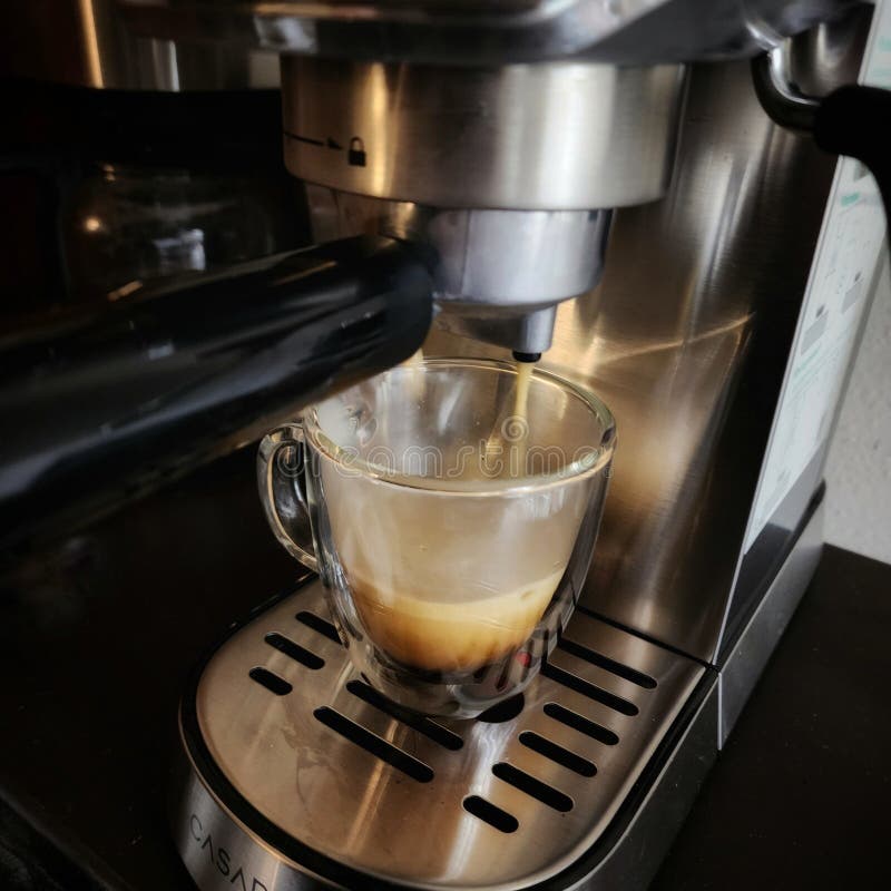 Double Espresso Coffee Brewing Stock Image - Image of espresso, aromatic: 369305565