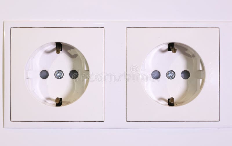 Double European Plug Socket on Wall Stock Image - Image of home ...