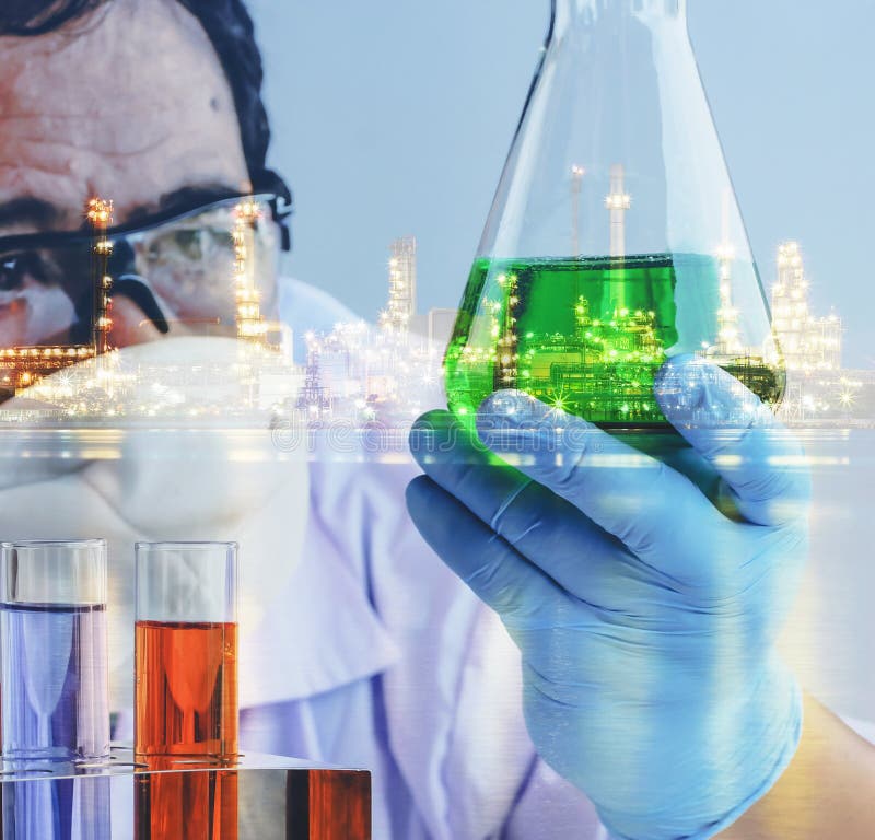 Double Explore Scientist in Laboratory To Research with Oil Refinery ...