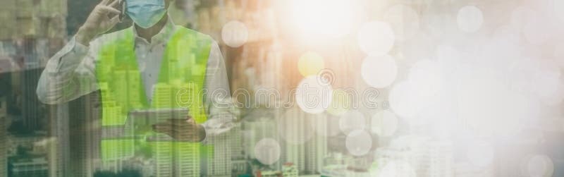 Double Exposure-asian Engineer or Technician Working in Factory Check ...
