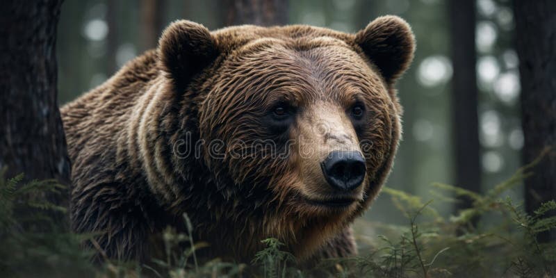 Double Exposure of a Bear with a Forest, Blending Wildlife and Nature ...