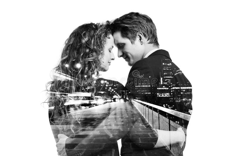 Double Exposure of Beautiful Young Couple Stock Image - Image of couple ...