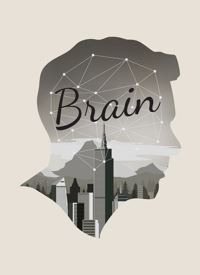 Double brain skull stock vector. Illustration of clip - 62487963