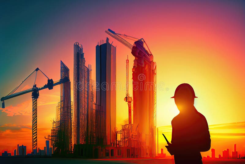 Builder Silhouette and Construction Works Poster Design Made with ...