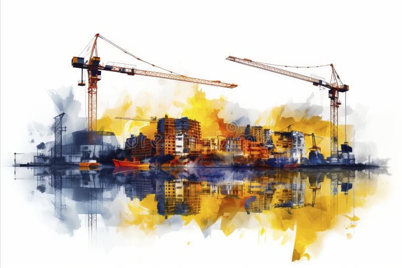 Double Exposure of Building Construction Engineering with Graphic ...