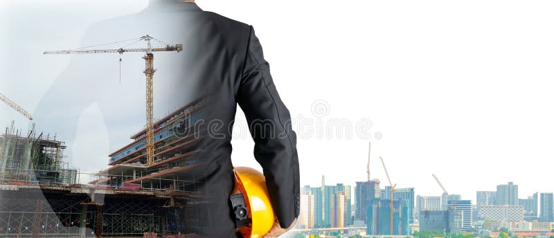 Double Exposure Building Construction Engineering Project Concept ...