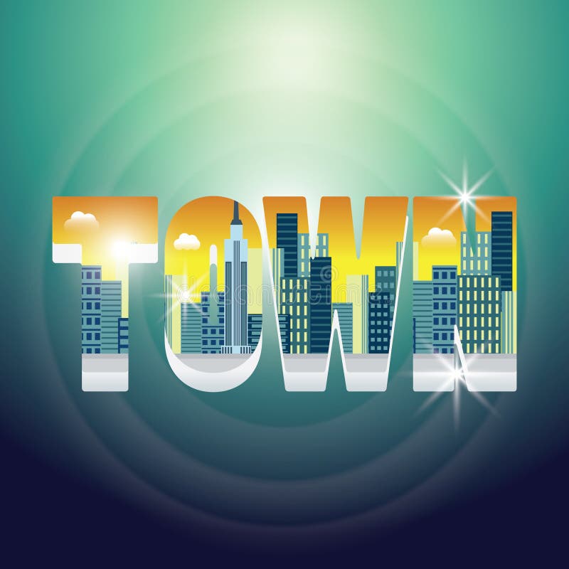 Double Exposure of Buildings with Text. Vector Illustration Decorative ...