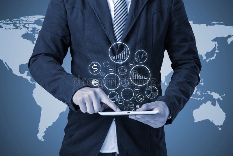 Double Exposure Business Manwith Modern Visual Technology for Tr Stock ...