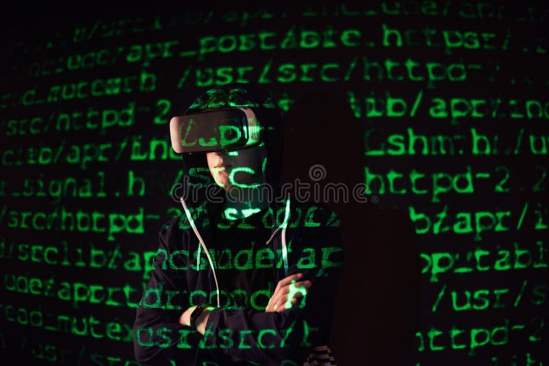 Double Exposure of a Caucasian Man and Virtual Reality Headset is ...