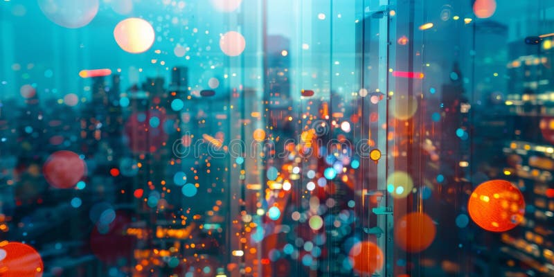 Double Exposure of City Lights and Abstract Designs in a Modern Style ...