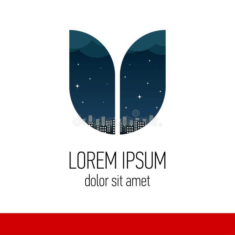 Double Exposure City at Night with Stars in Flower Stock Illustration ...