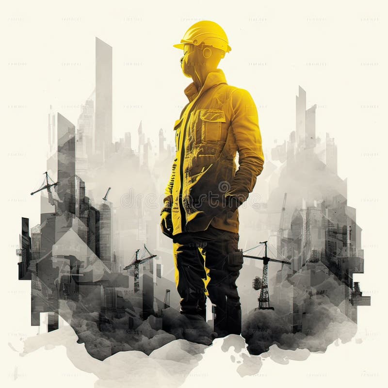 Double Exposure Design. Building Engineer, and Architect Stock ...