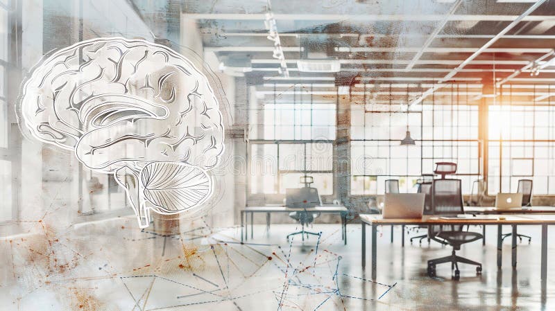 Double Exposure of Desktop with Computer and Brain Drawing Hologram ...