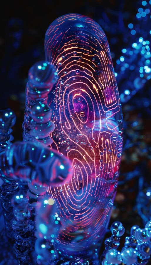 Double Exposure of Digital Fingerprint and Ai Circuits Highlighting ...