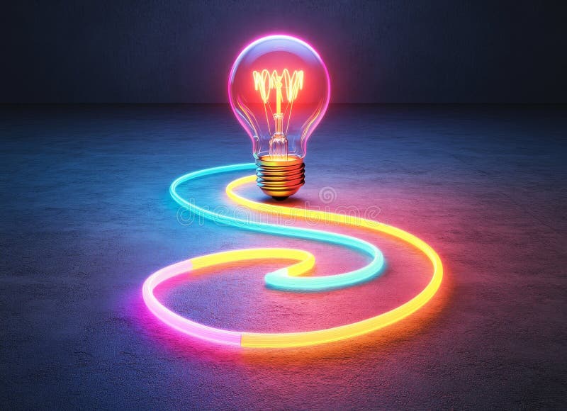 A Double Exposure Effect Reveals a Luminous Lightbulb Radiating Vibrant ...