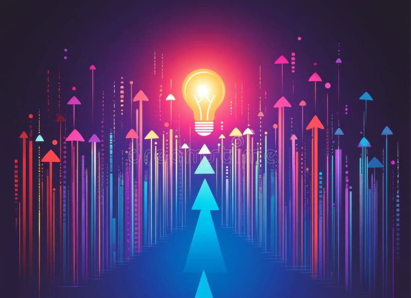 A Double Exposure Effect Showcases a Glowing Lightbulb Emitting Dynamic ...