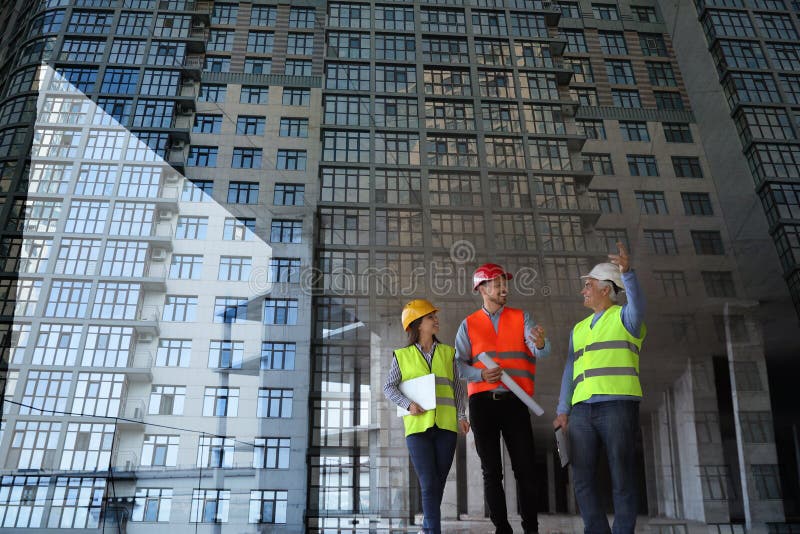 Double Exposure of Engineers at Construction Site and Building Stock ...