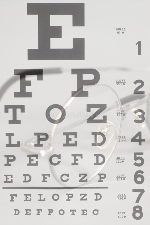 Double Exposure of Eyeglasses with Eyesight Test Chart Stock Image ...