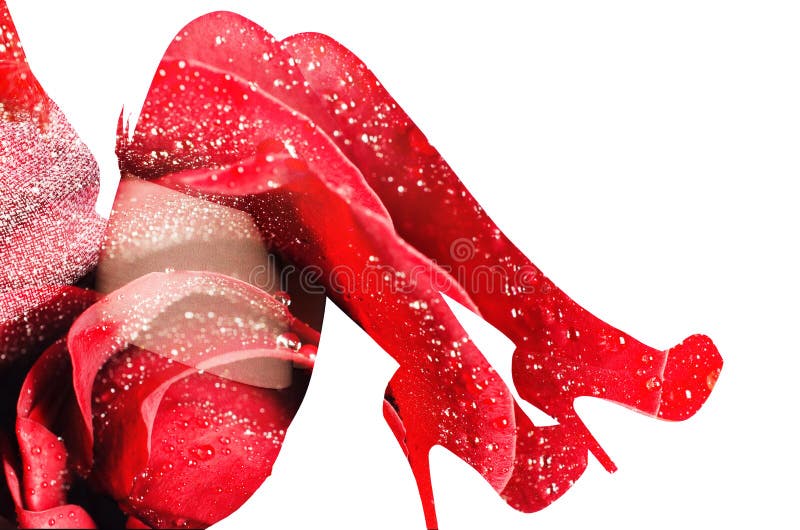Double Exposure-female Legs in Roses Stock Photo - Image of glamour ...