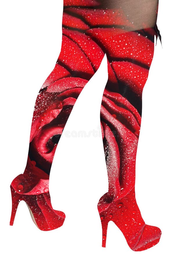 Double Exposure-female Legs in Roses Stock Image - Image of elegance ...
