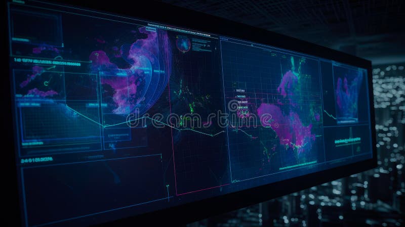 Double Exposure of Financial Chart and World Map on Screen. 3d ...