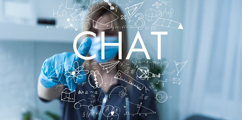 Double Exposure of Formulas Virtual Screen Chat. Artificial ...