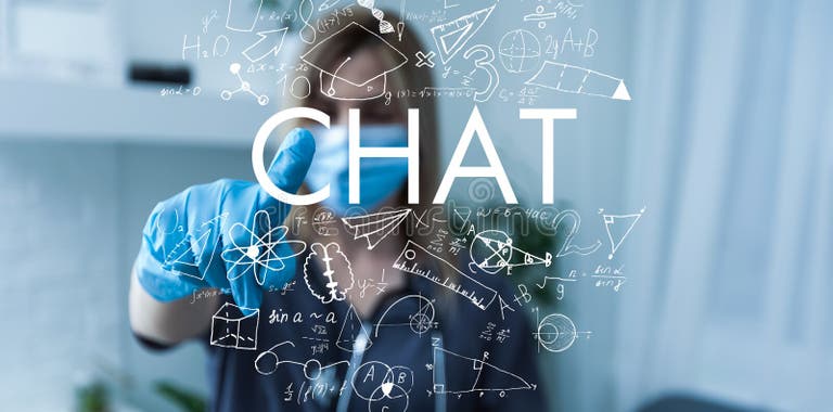 Double Exposure of Formulas Virtual Screen Chat. Artificial ...
