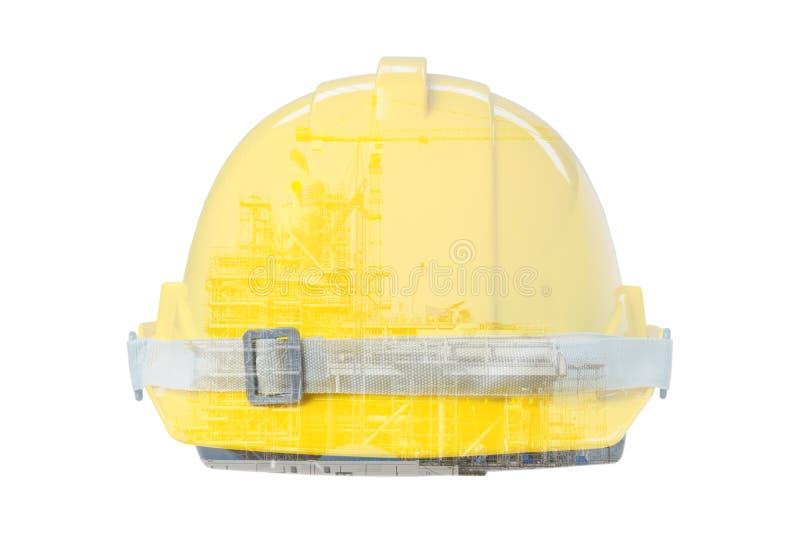 Double Exposure of Front View of Yellow Safety Helmet Stock Image ...