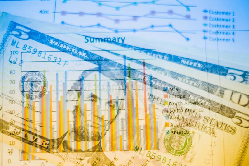 Double Exposure of Graph and Dollars Banknotes Stock Image - Image of ...