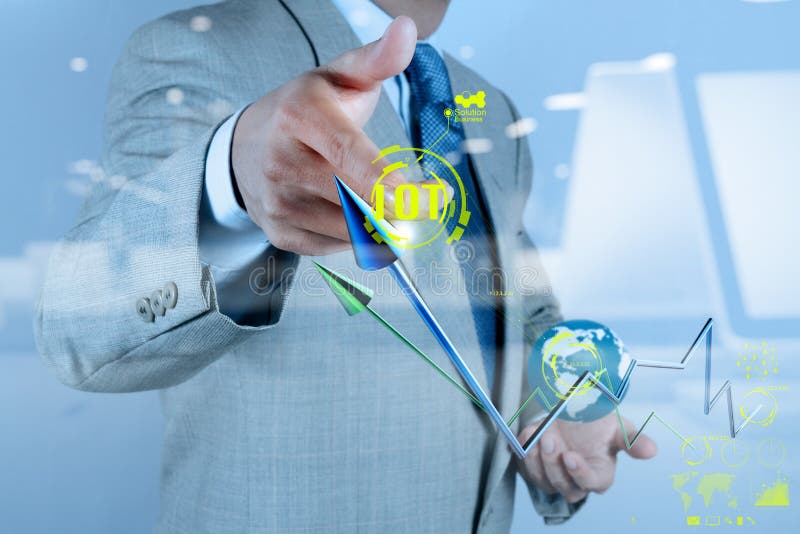 Double Exposure of Hand Showing Internet of Things (IoT) Stock Image ...