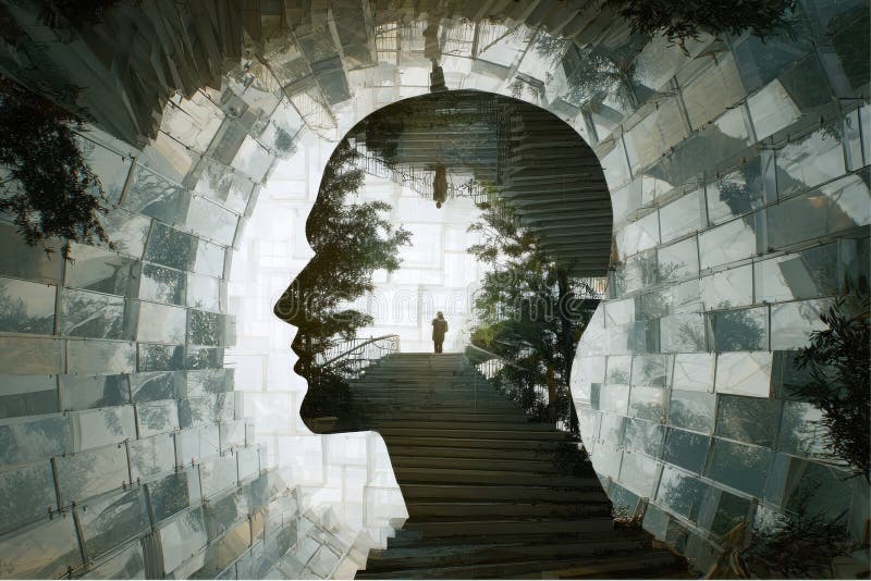 Double Exposure of a Human Profile and a Staircase in the Daytime ...