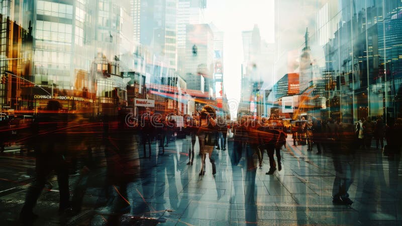 Double Exposure Image Capturing the Energy and Movement of Modern Urban ...
