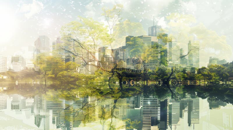Double Exposure Image Depicting the Intersection of Urban Development ...