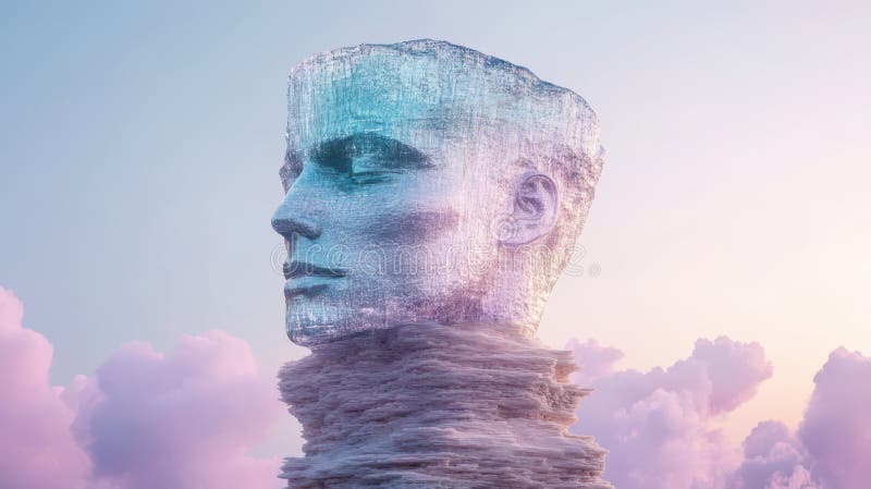 A Double Exposure Image Features a Man S Head Blended with Ethereal ...
