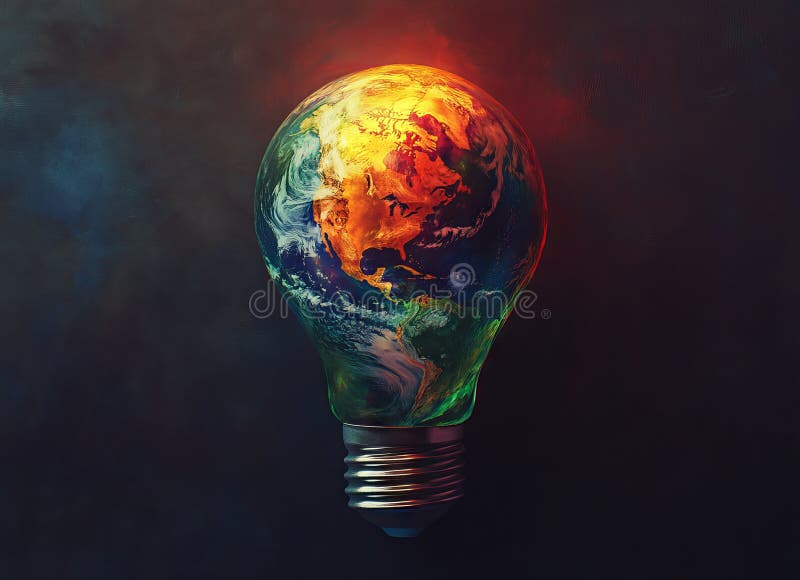 A Double Exposure Image Featuring a Light Bulb Outline Containing a ...