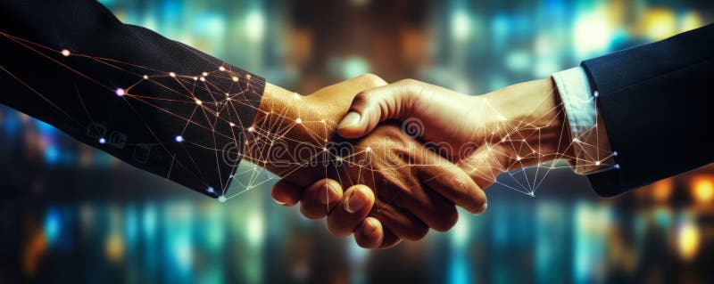 Double Exposure Image of Investor Business Man Handshake with Partner ...