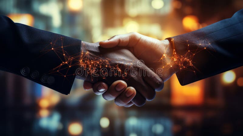 Double Exposure Image of Investor Business Man Handshake with Partner ...