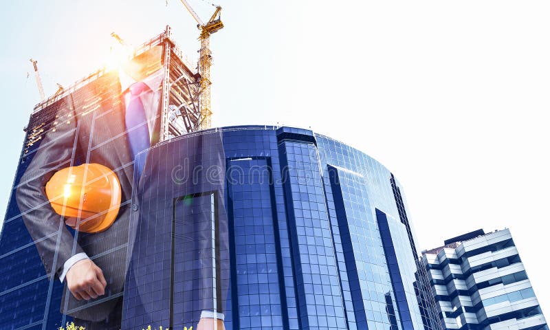 Architect Man and His Project. Mixed Media Stock Photo - Image of ...