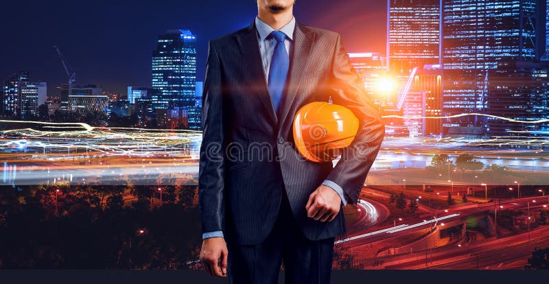 Architect Man and His Project. Mixed Media Stock Image - Image of site ...