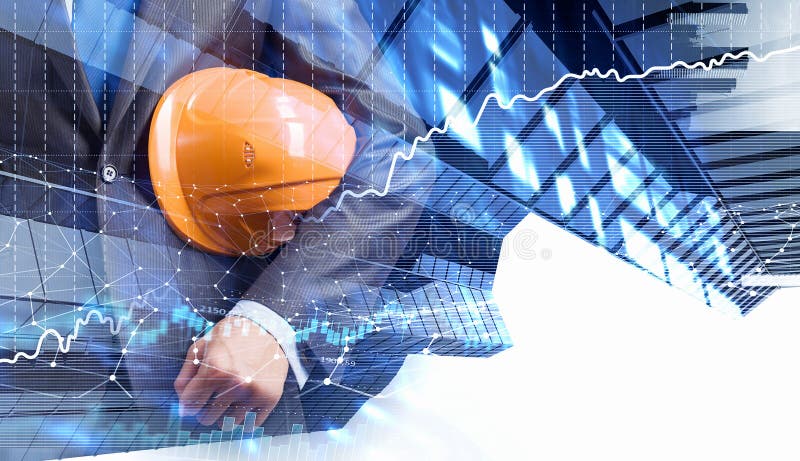 Architect Man and His Project. Mixed Media Stock Image - Image of ...