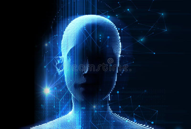 Double Exposure Image of Virtual Human 3dillustration Stock ...