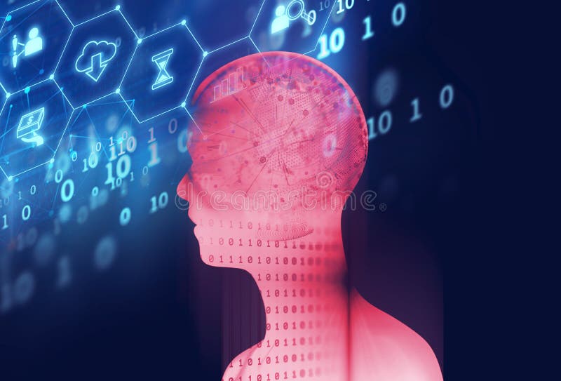 Double Exposure Image of Virtual Human 3dillustration Stock ...