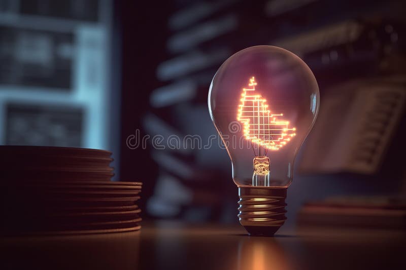 Double Exposure Light Bulb and Statistical Graph Stock Illustration ...
