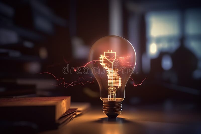 Double Exposure Light Bulb and Statistical Graph Stock Illustration ...
