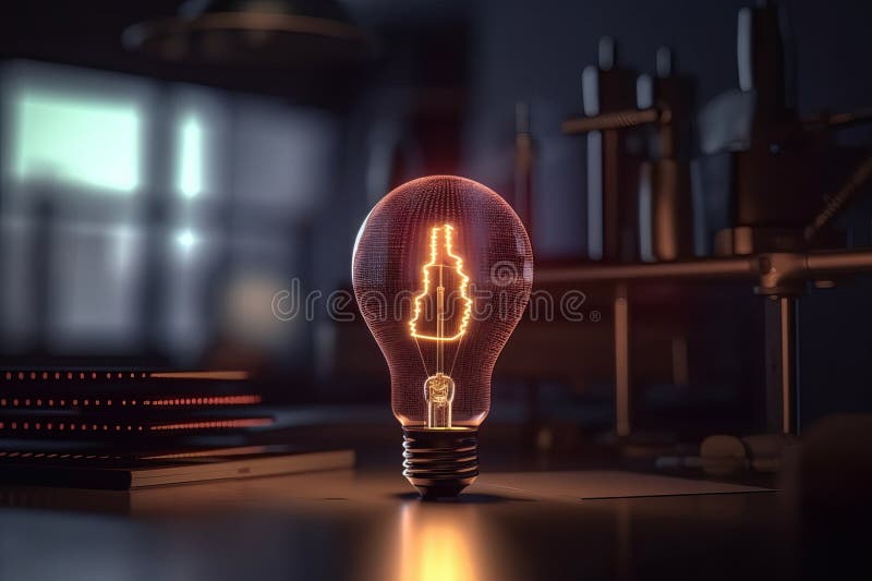 Double Exposure Light Bulb and Statistical Graph, Stock Illustration ...