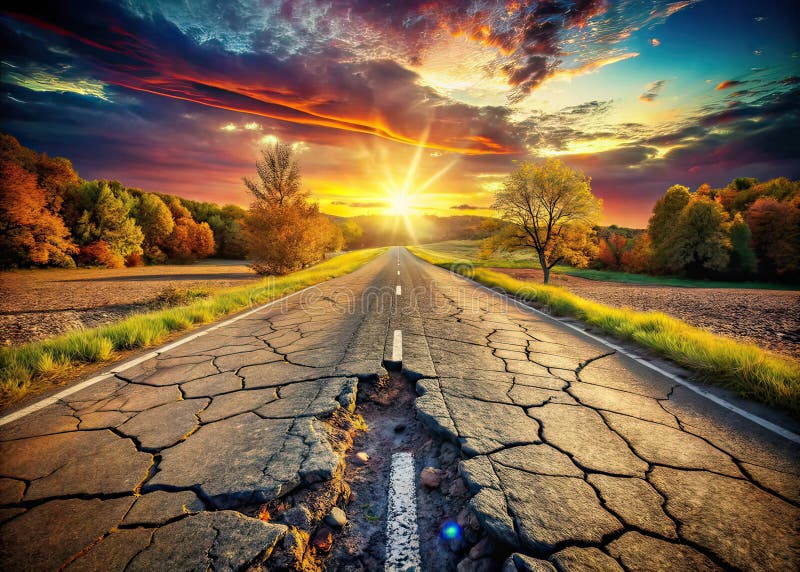 Masterpiece Broken Asphalt Road Stock Illustrations – 3 Masterpiece ...