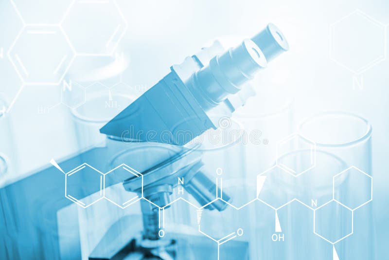 Double Exposure of Microscope and Science Laboratory Test Tube W Stock ...