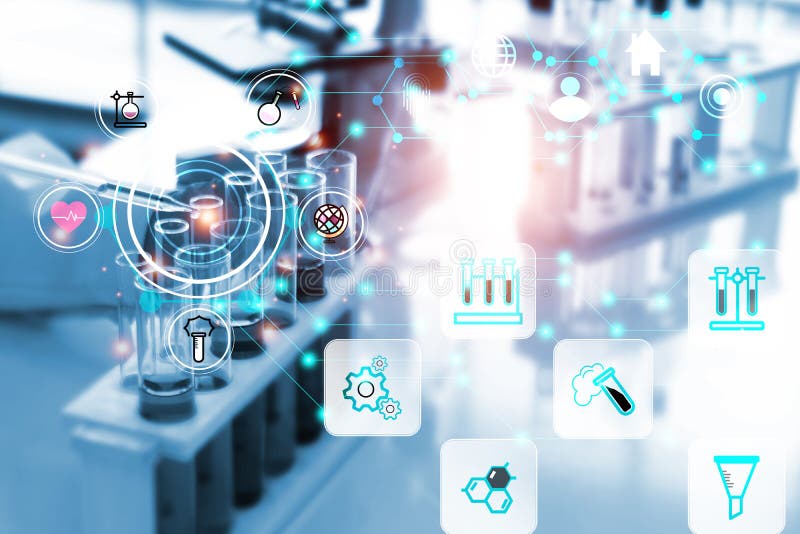 Double Exposure Microscope Young Woman Scientific Using Equipment in ...