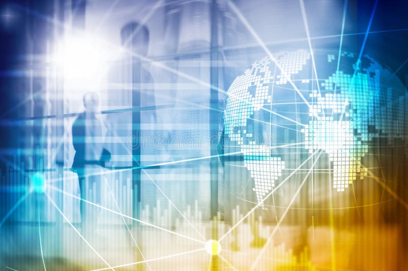 Double Exposure Mixed Media. 3D Earth Planet Hologram and Communication ...